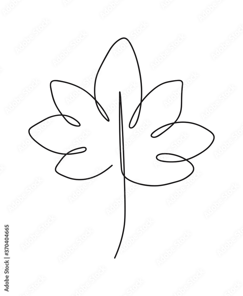 One line continuous of leaves, single line drawing art, tropical leaves ...