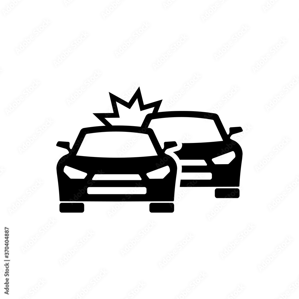 Car crash icon. Accident automobile symbol. Vector on isolated white ...