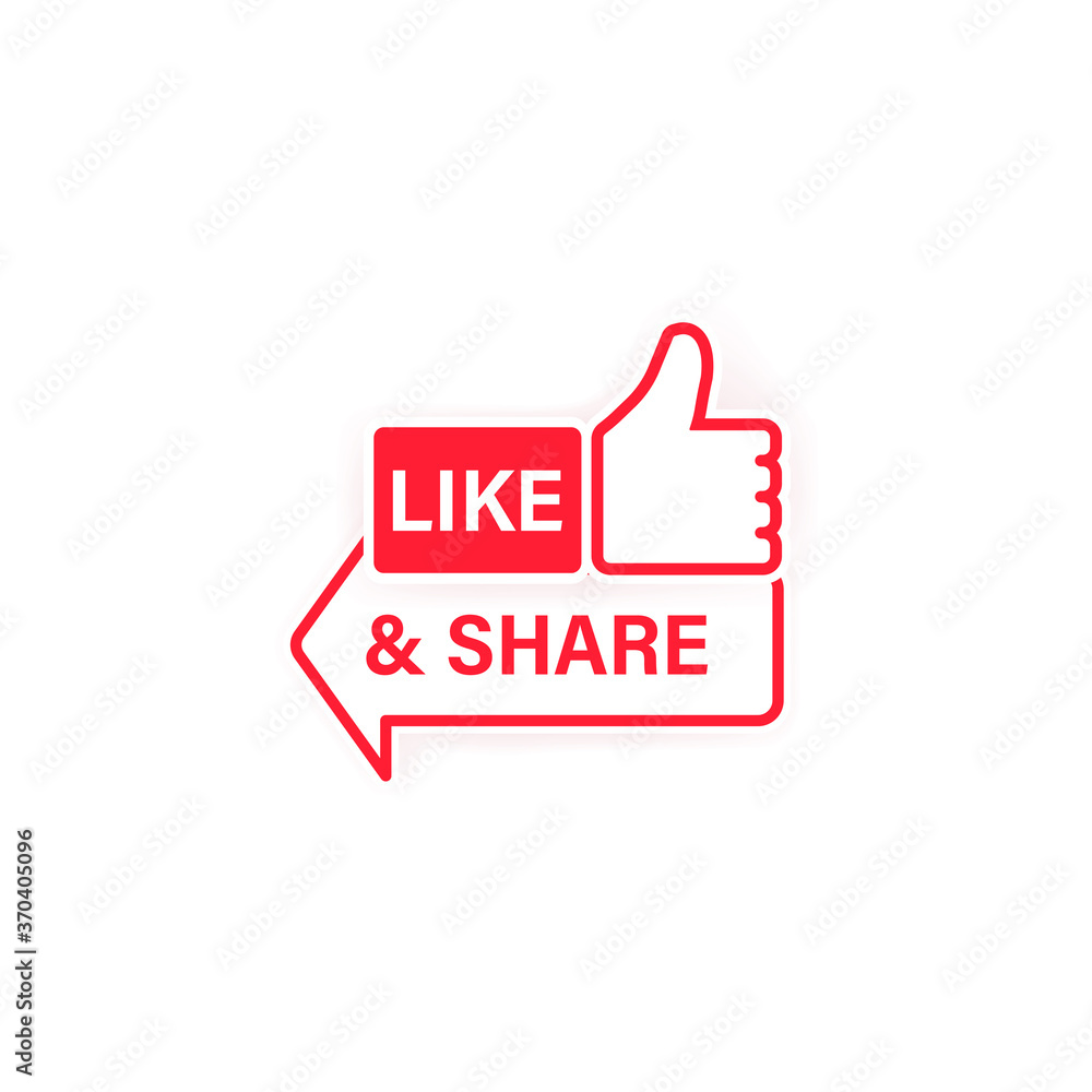 Like and share icon. Thumbs Up. Social network symbol in flat style ...