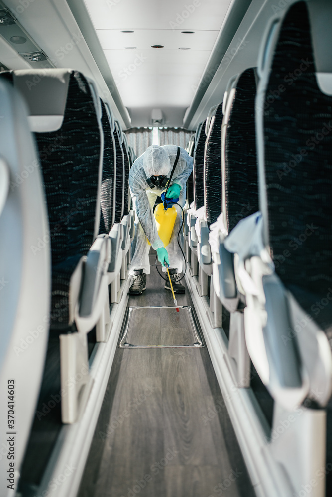 Professional chemical cleaning of bus seats. Bus disinfection ...