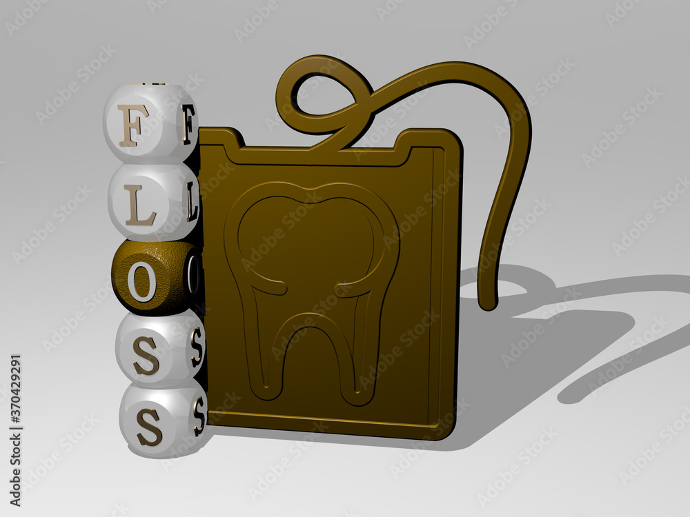 3D representation of floss with icon on the wall and text arranged by ...