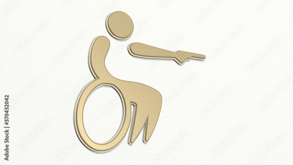 DISABLED SHOOTING SPORT made by 3D illustration of a shiny metallic ...