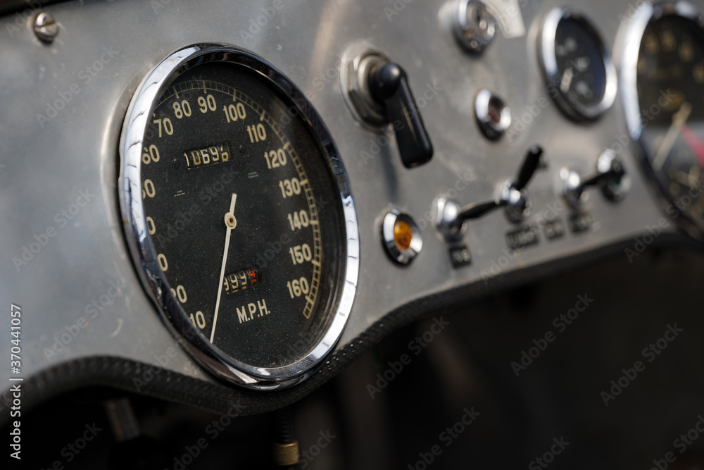 Selective focus, interior view of classic and vintage detail of ...