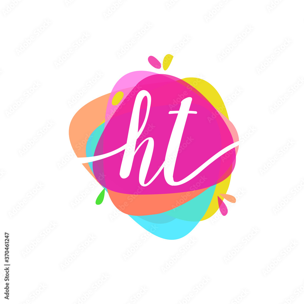 Letter HT logo with colorful splash background, letter combination logo ...