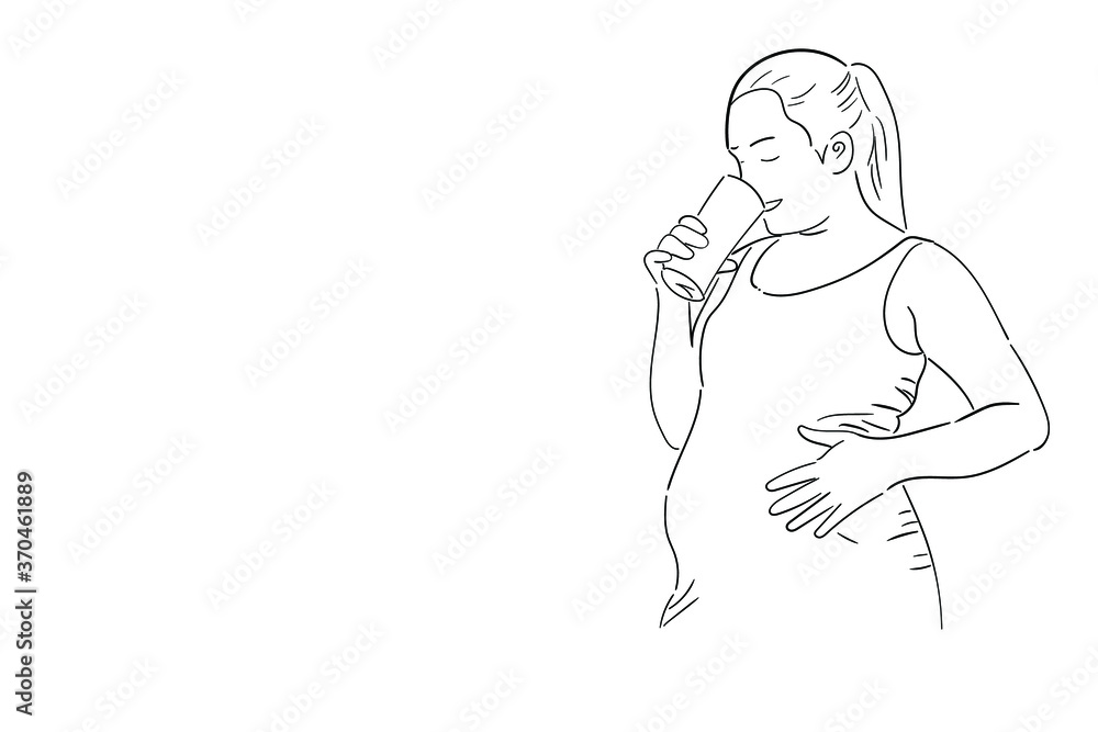 Pregnant woman in pencil sketch fashion. images suitable for use as ...