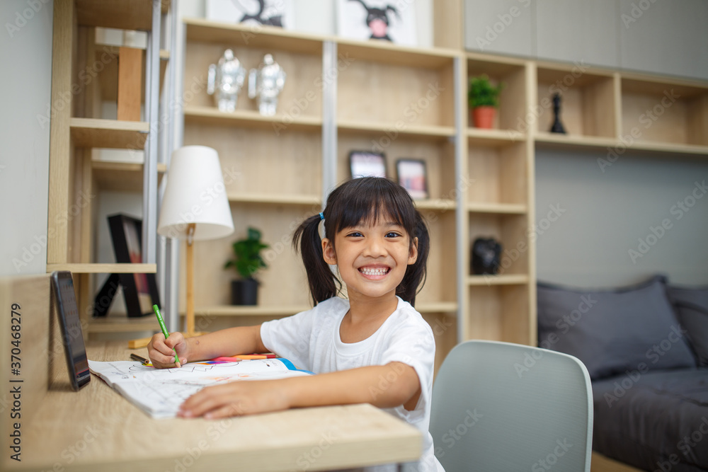 Covid-19 Coronavirus and Learning from home, Home school kid concept ...