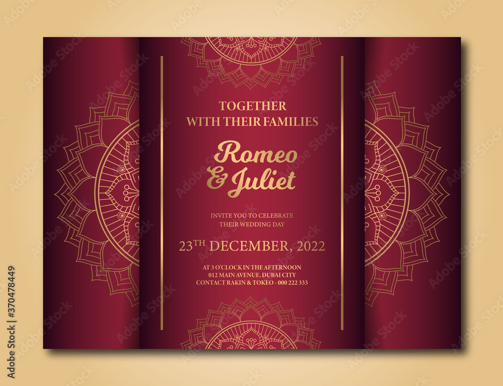 luxury wedding card with gorgeous mandala background design Stock ...