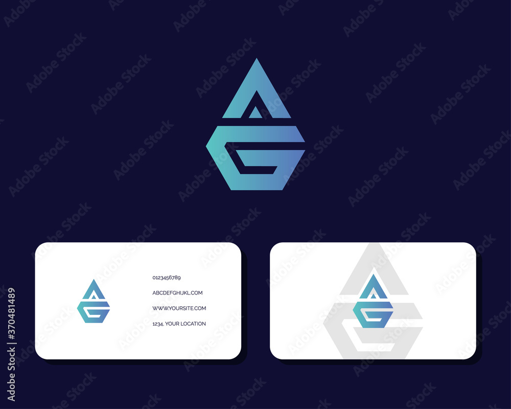 Letter A G logo design with business card vector template.. creative ...
