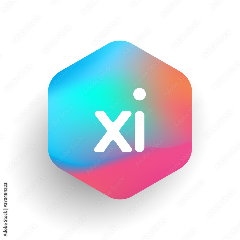 Letter XI logo in hexagon shape and colorful background, letter ...
