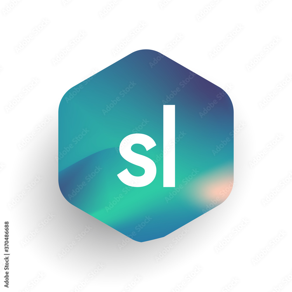 Letter SL logo in hexagon shape and colorful background, letter ...