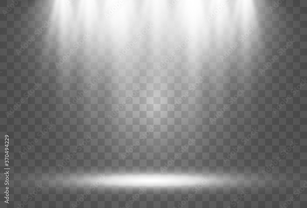 White stage with spotlight shining from above.Vector background on ...