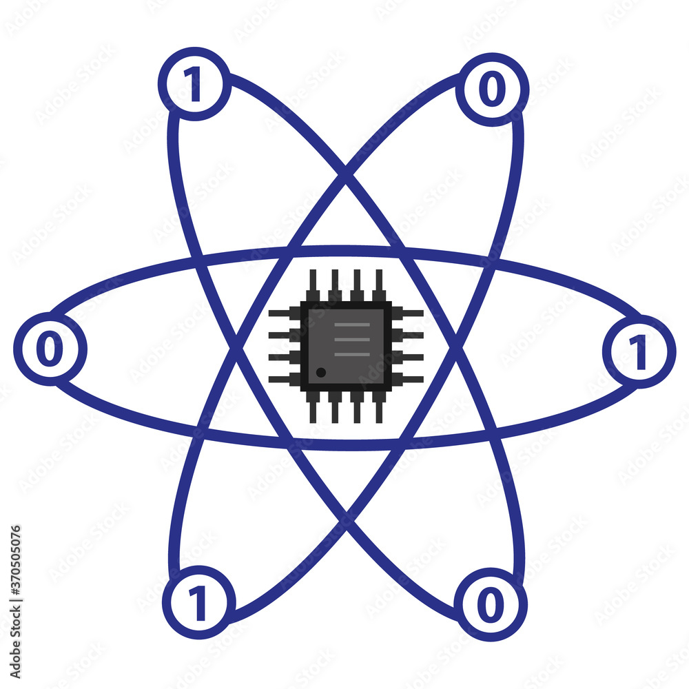 Quantum computing illustration vector. Binary digits and a ...