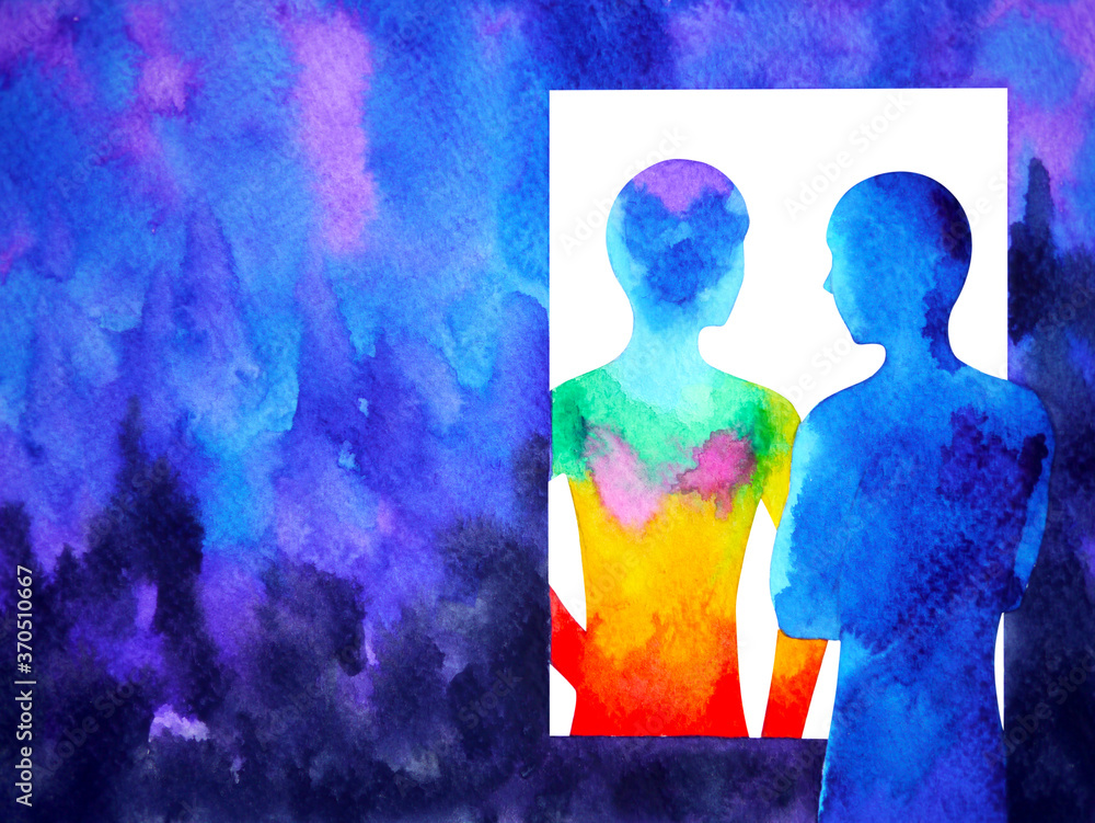 abstract human your mind spiritual consciousness mirror watercolor ...