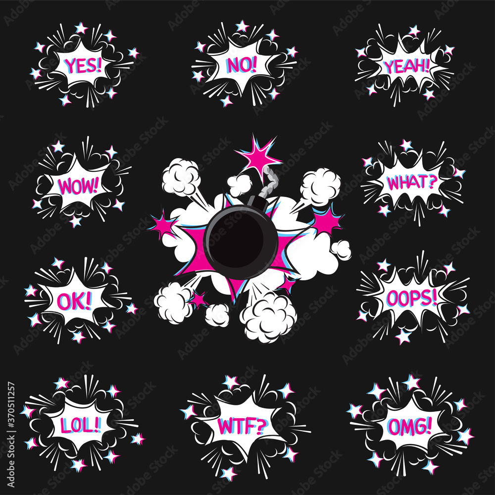 cartoon comic messages set Stock Vector | Adobe Stock