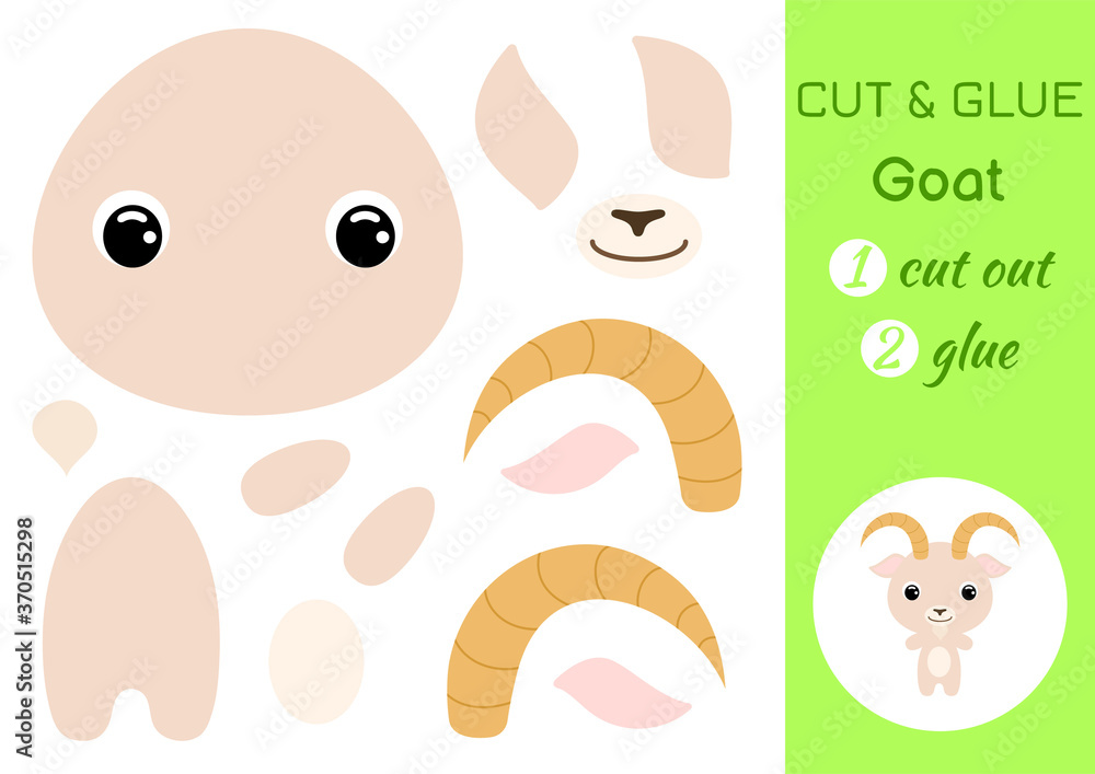 Cut and glue baby goat. Education developing worksheet. Color paper ...