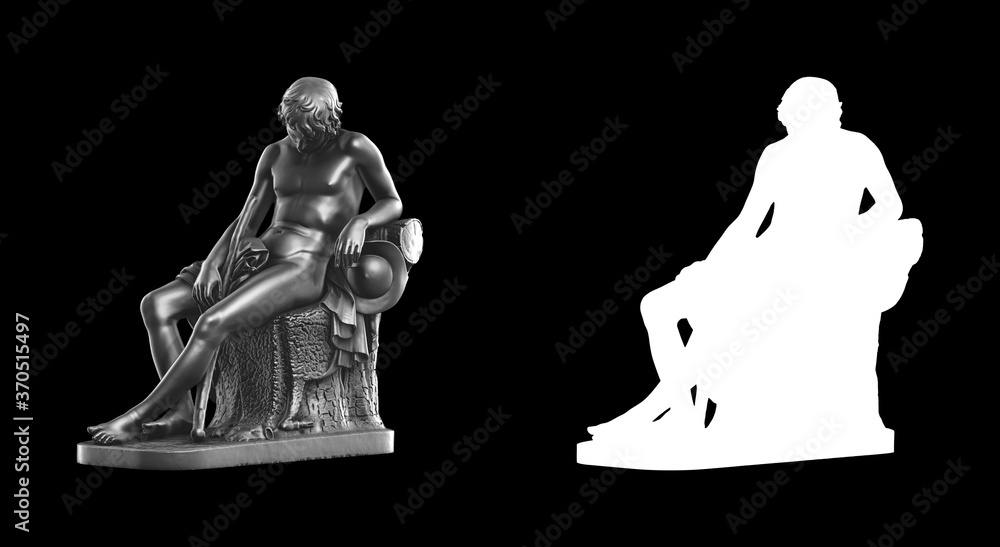 A collection of black metal sculptures on a black background for your ...