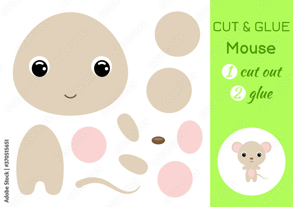 Cut and glue baby mouse. Education developing worksheet. Color paper ...