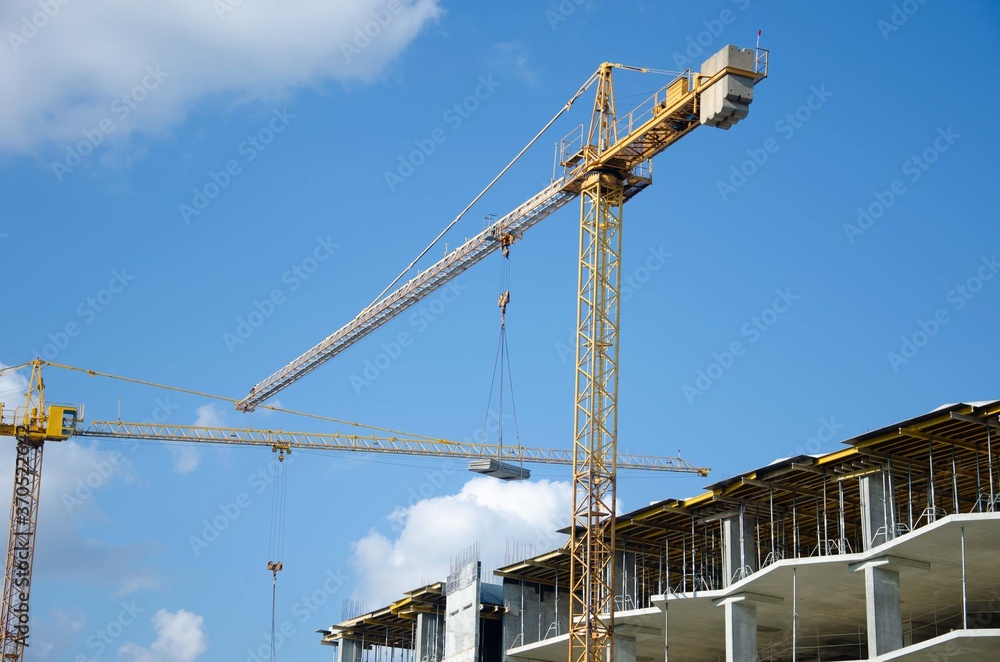 The structure of the sky crane. Construction process background ...