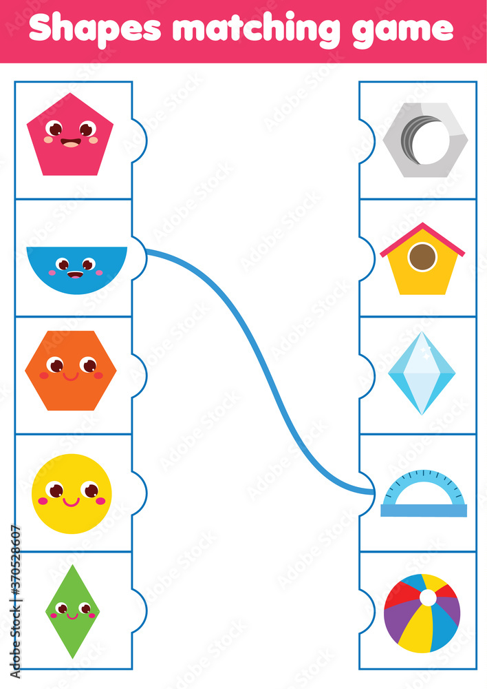Matching children educational game. Match objects and shapes. Activity ...