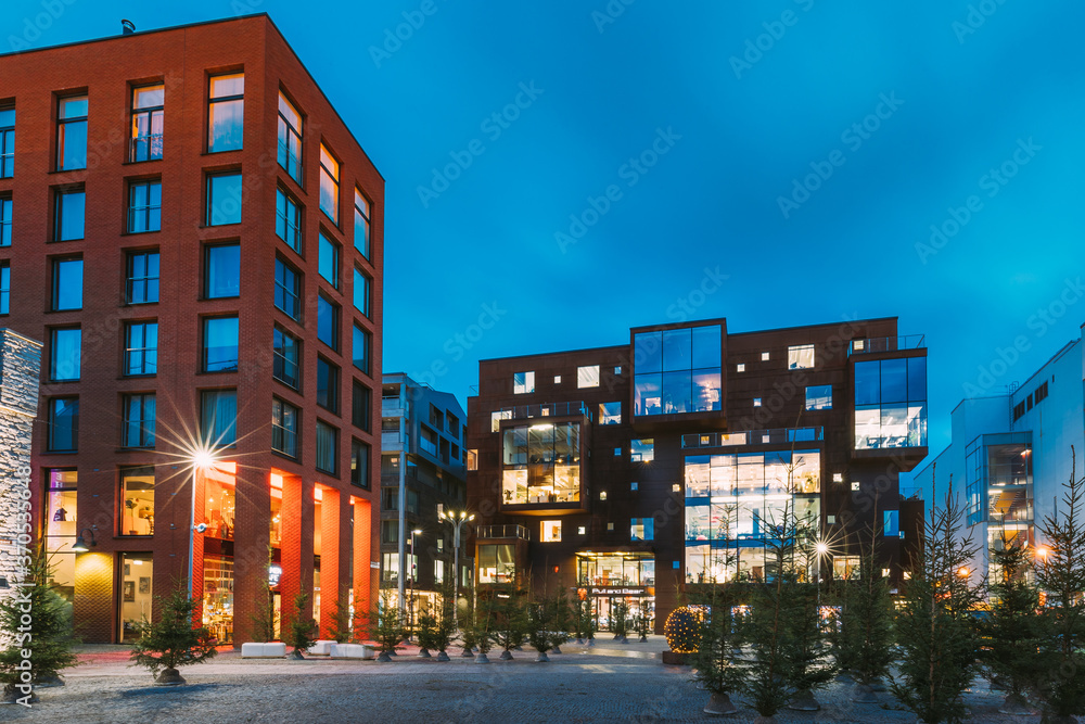 Tallinn, Estonia. View Of Historical Rotermann City With Fir Tree In ...