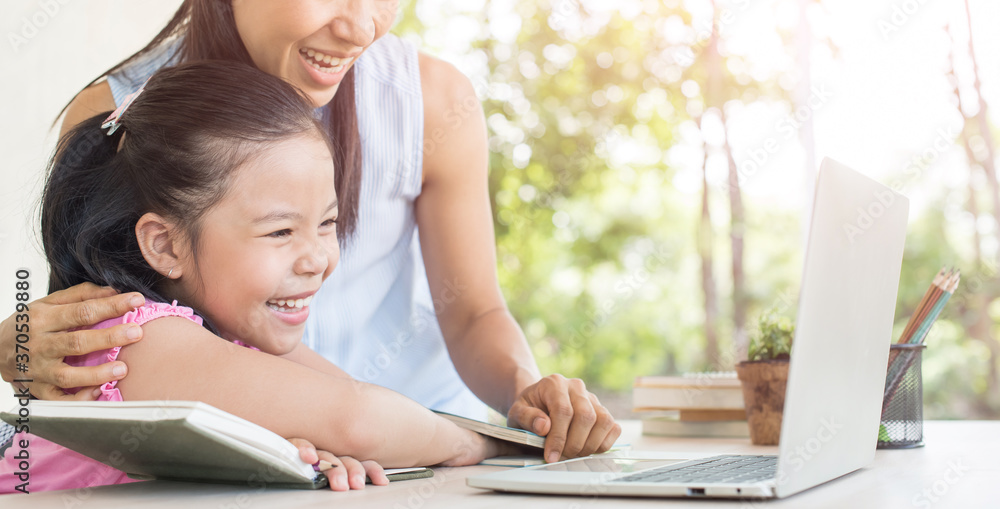 asia girl student online learning study online video call teacher ...