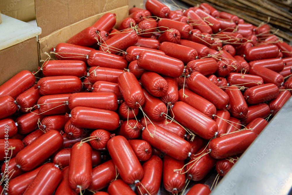 meat-packing plant sausage production sausage sausages forcemeat meat ...