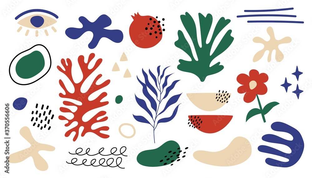 Abstract organic shapes. Hand drawn set of various elements ...