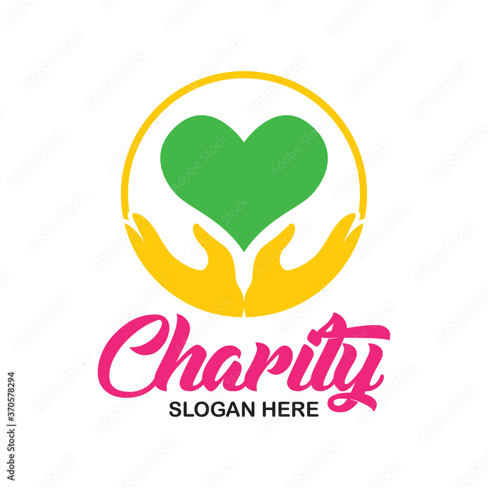charity and care logo, emblems and insignia with text space for your ...