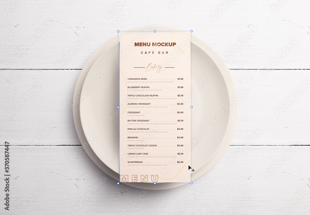 Menu and Plates on Table Mockup Stock Template | Adobe Stock