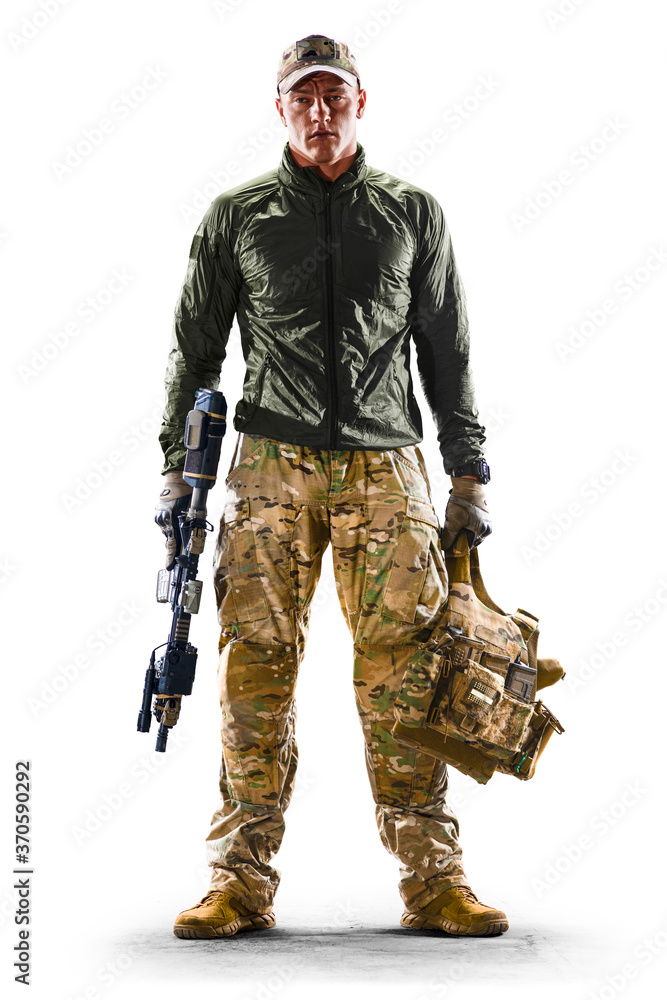Army soldier in Protective Combat Uniform holding Special Operations ...