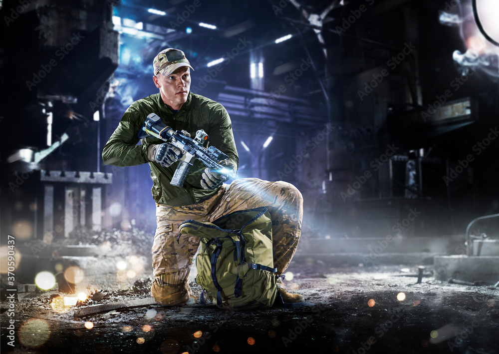 Army soldier in Protective Combat Uniform holding Special Operations ...