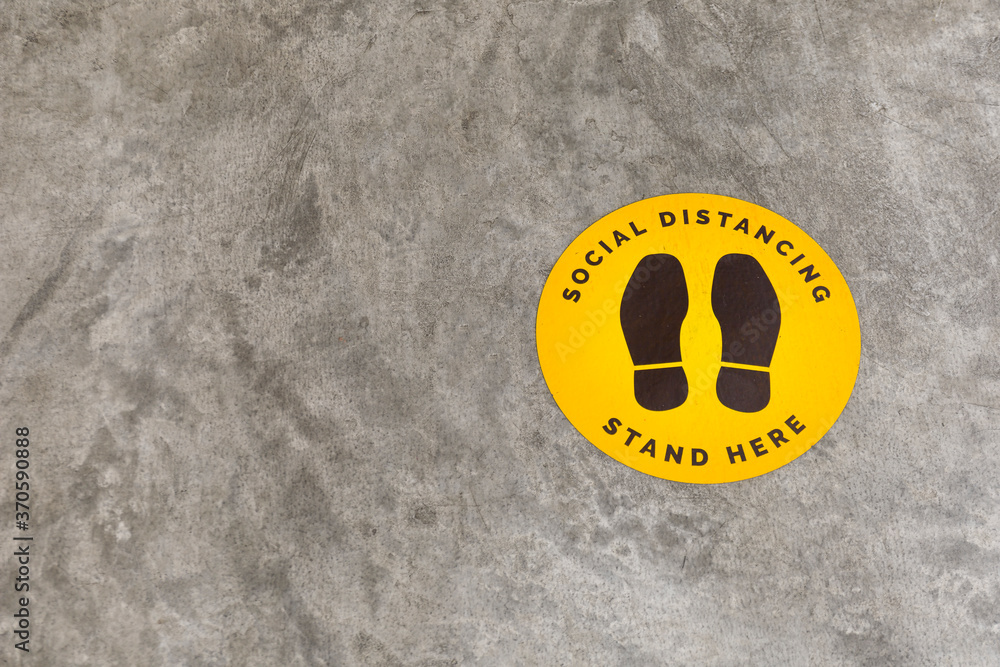 footprint sign for stand in shopping mall, supermarket. Social ...