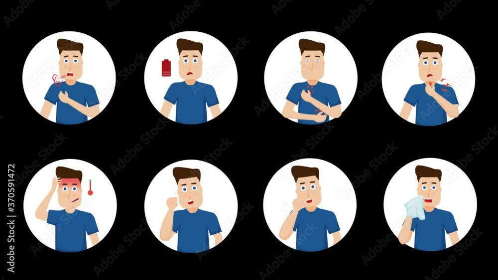 Coronavirus 2019-nCoV symptoms, healthcare and medicine animated icons ...