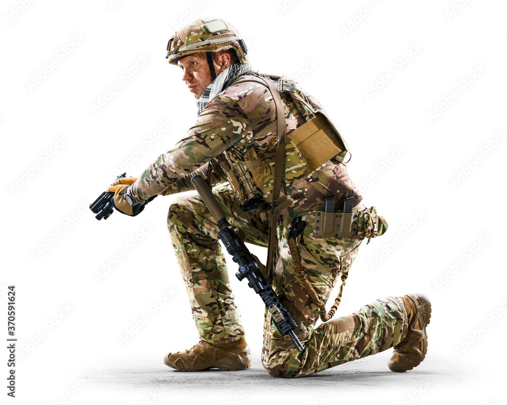 Army soldier in Protective Combat Uniform holding Special Operations ...