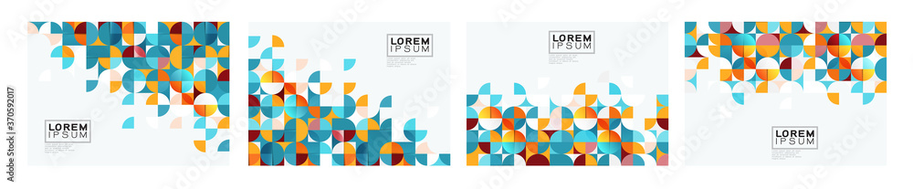 Set of colorful geometric pattern concept on white background with ...