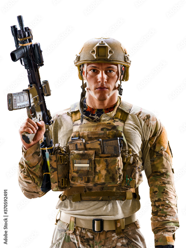 Army soldier in Protective Combat Uniform holding Special Operations ...