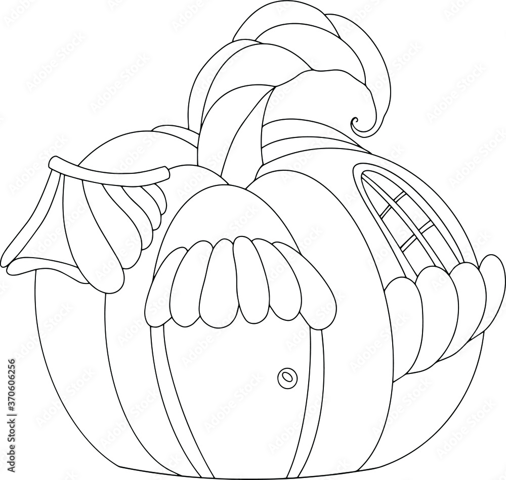 Pumpkin outline coloring vector isolated object on white background for ...