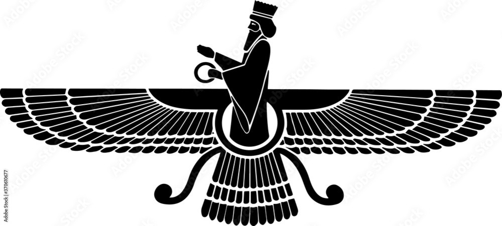 Zoroastrianism Faravahar symbol - Faravahar vector illustration ...