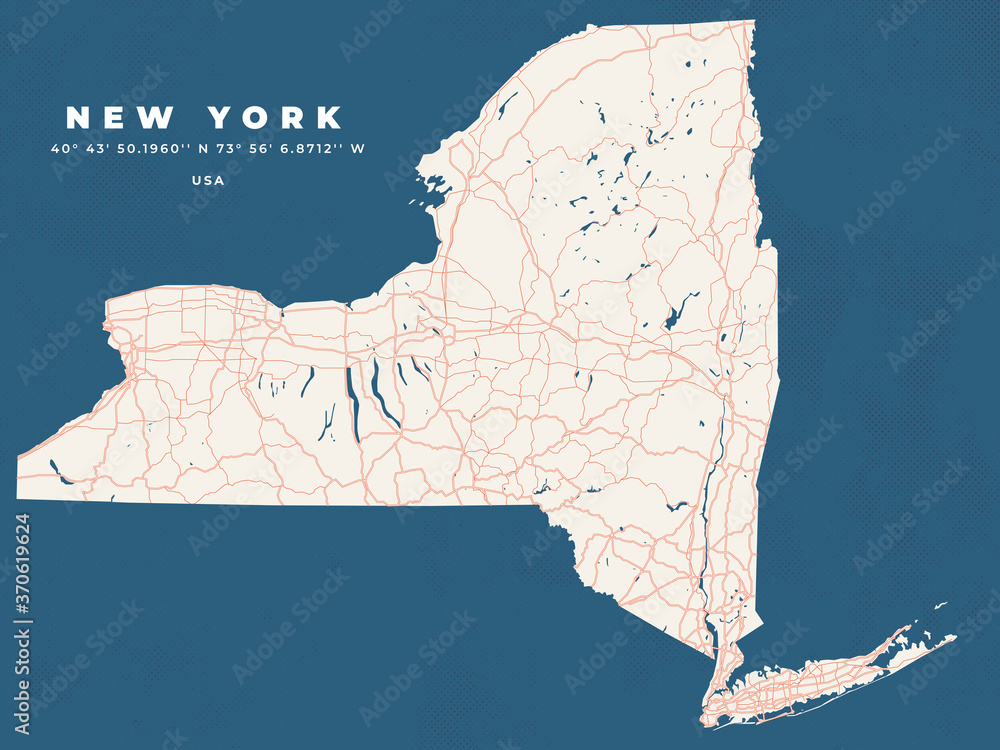 New York map vector poster flyer Stock Vector | Adobe Stock