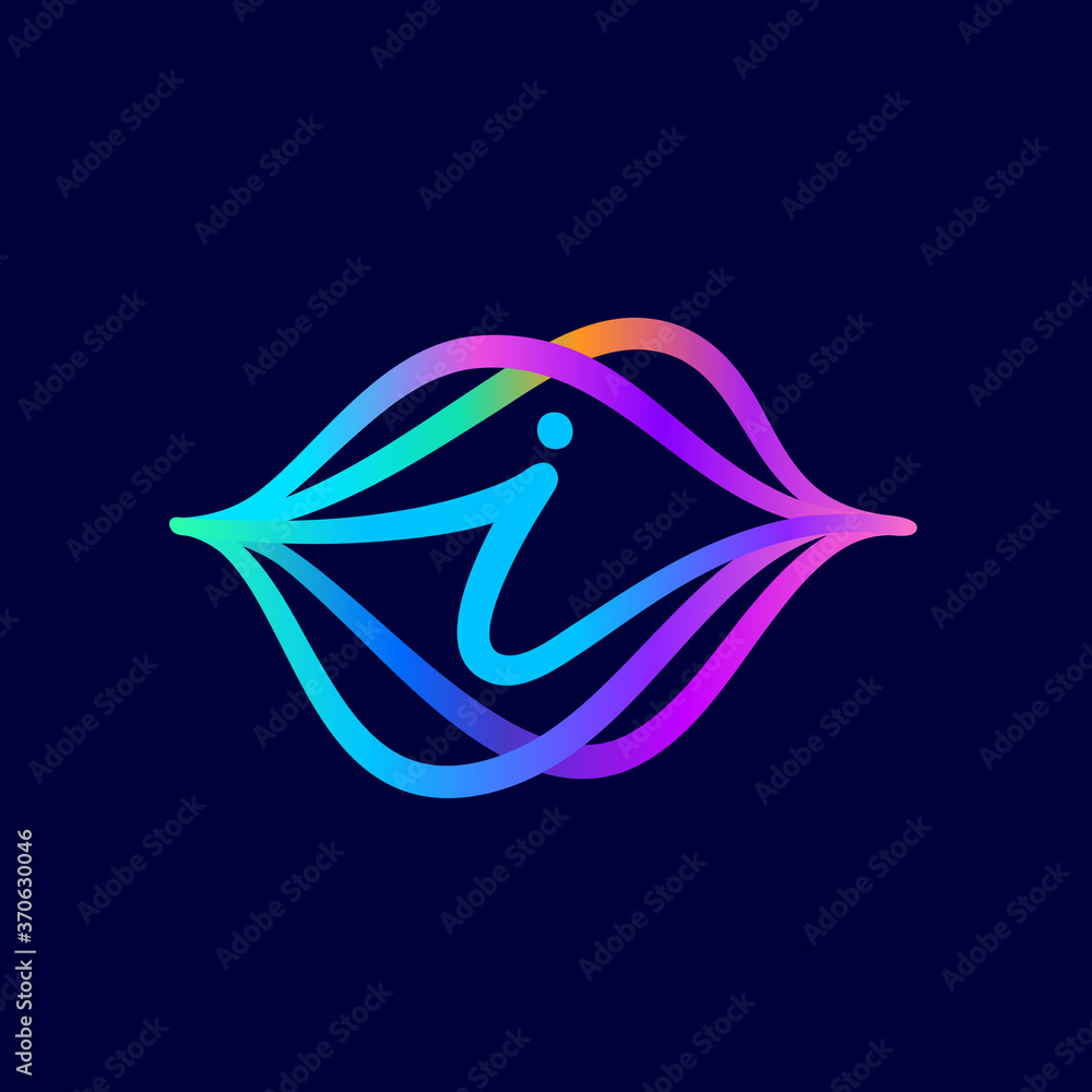 Letter I logo with sound wave flow. Stock Vector | Adobe Stock