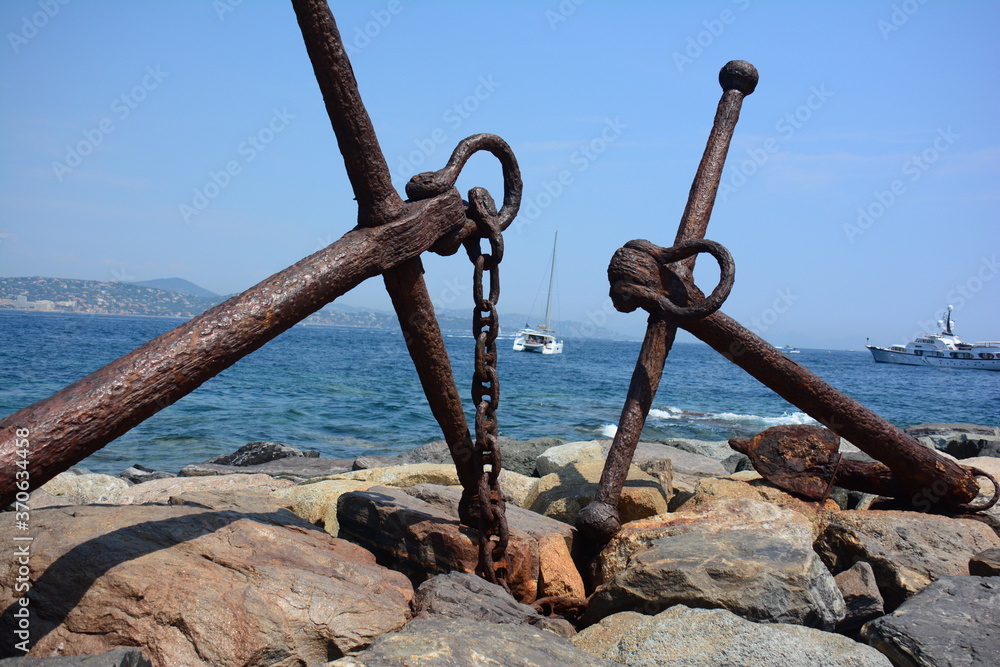 Old and rusty anchors in the harbor of St. Tropez Stock Photo | Adobe Stock