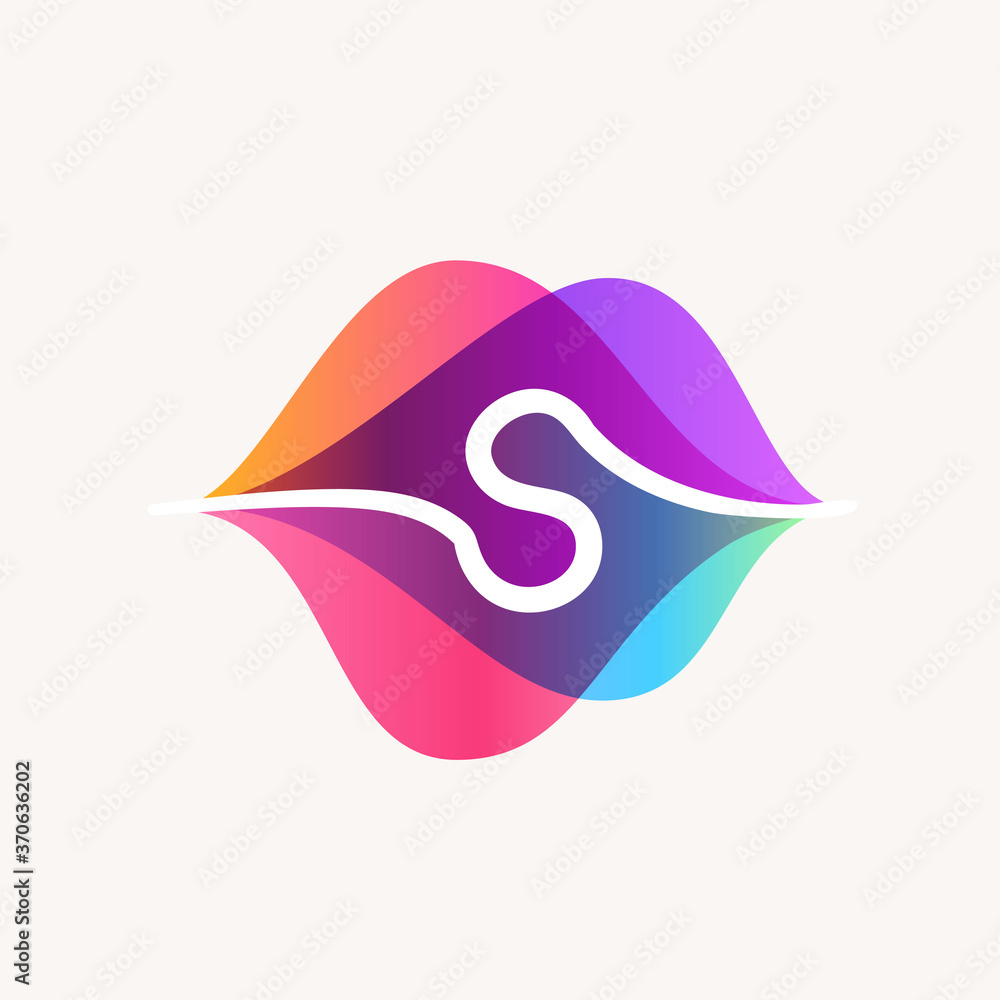Letter S with transparency sound waves logo design concept. Stock ...