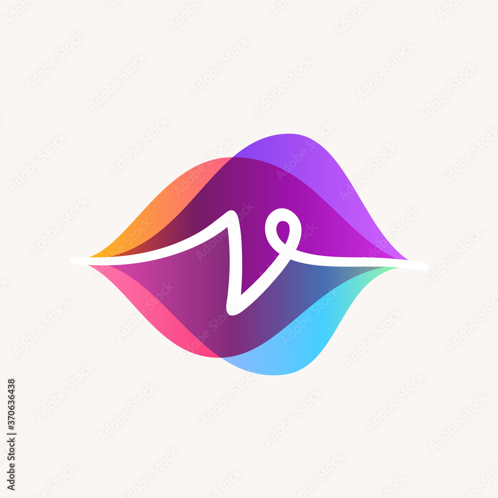 Letter V with transparency sound waves logo design concept. Stock ...