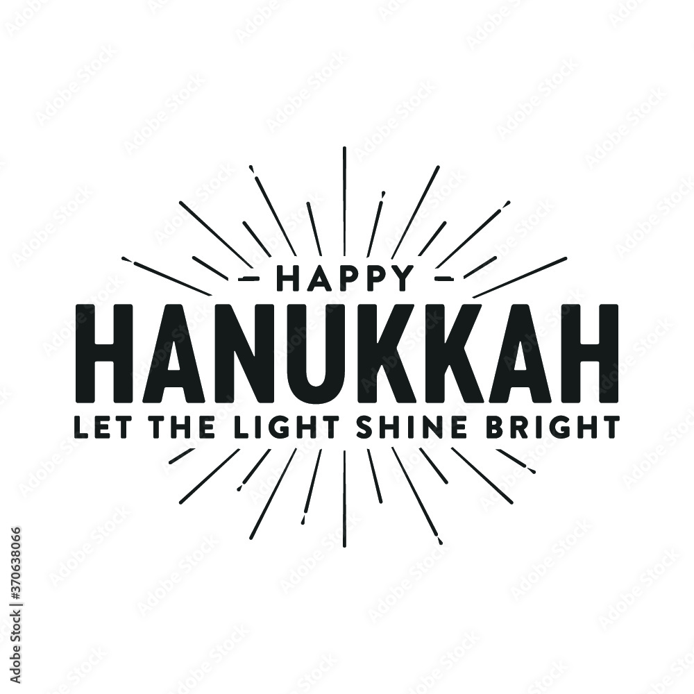 Happy Hanukkah Let The Light Shine Bright Vector Sign Gold Background ...