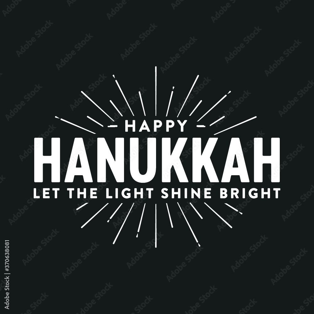 Happy Hanukkah Let The Light Shine Bright Vector Sign Gold Background ...
