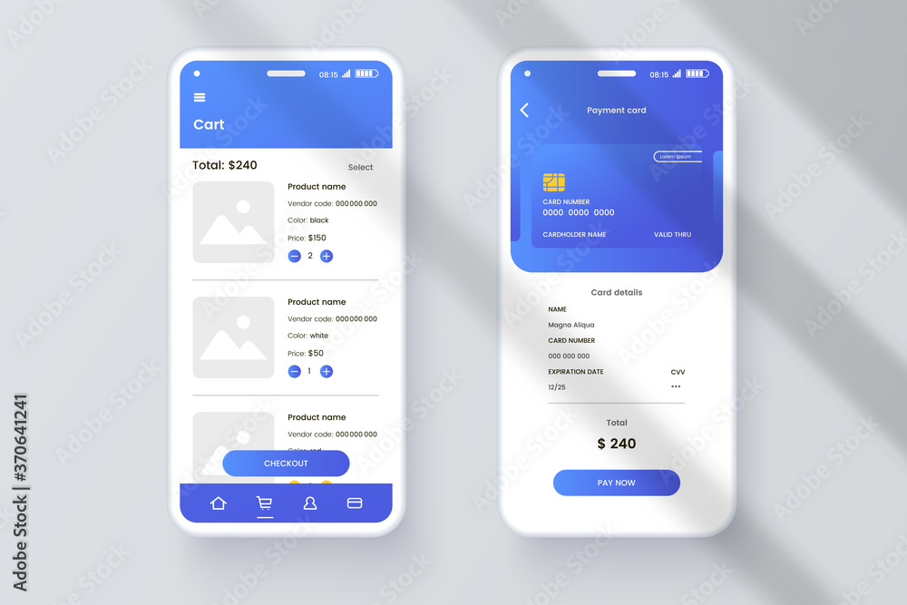 Mobile phone screen mock-up for application interface presentation ...