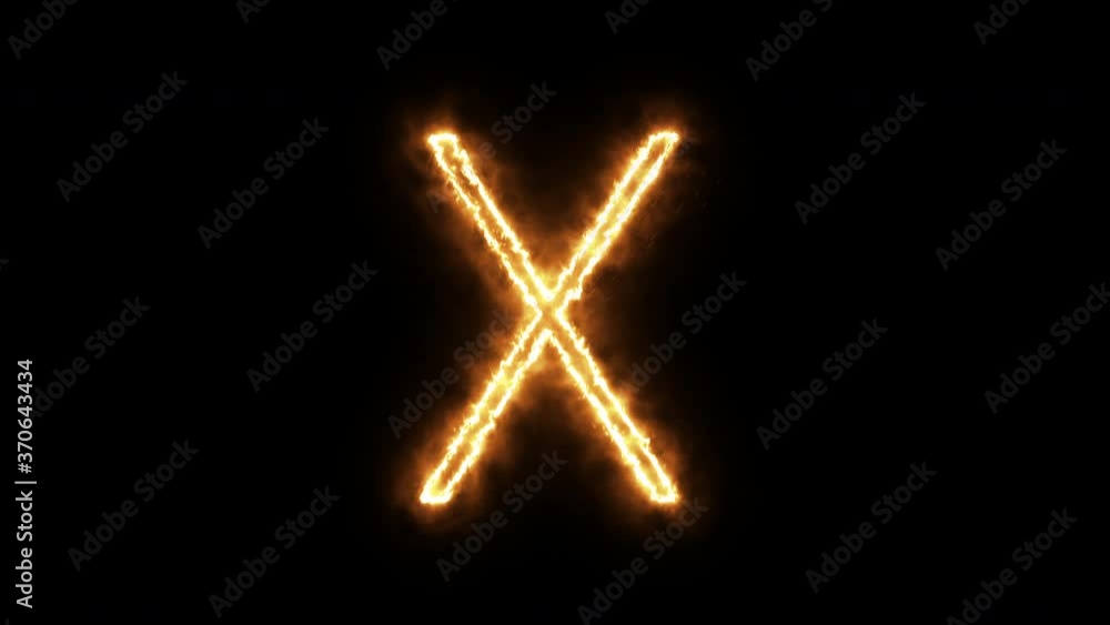 The letter "X" of burning flame. Flaming burn font or bonfire alphabet ...