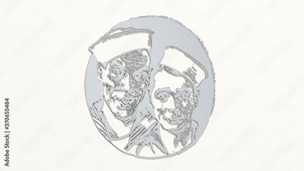 PORTRAIT OF SAILORS 3D drawing icon. 3D illustration. beautiful and ...