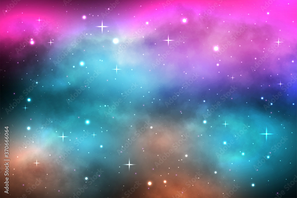 Space galaxy background with shining stars and nebula, Vector cosmos ...