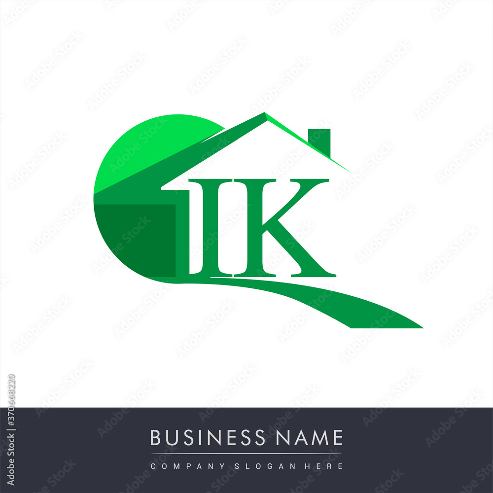 initial logo IK with house icon, business logo and property developer ...